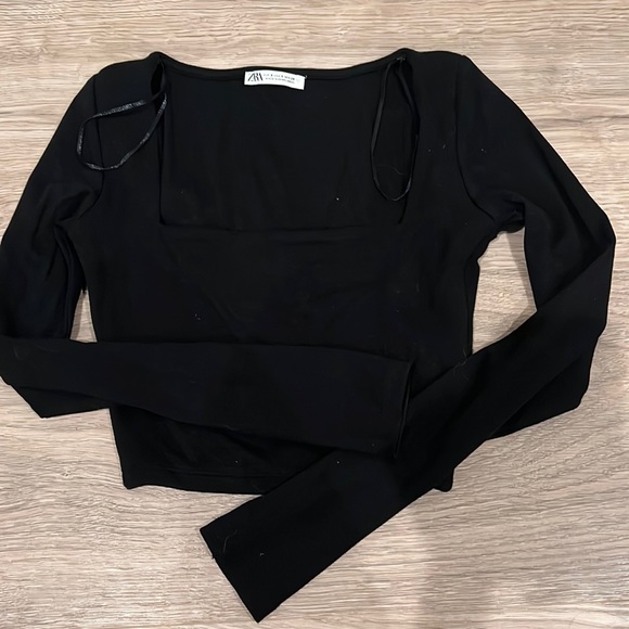 Zara | Tops | Zara Square Neck Long Sleeve | Poshmark